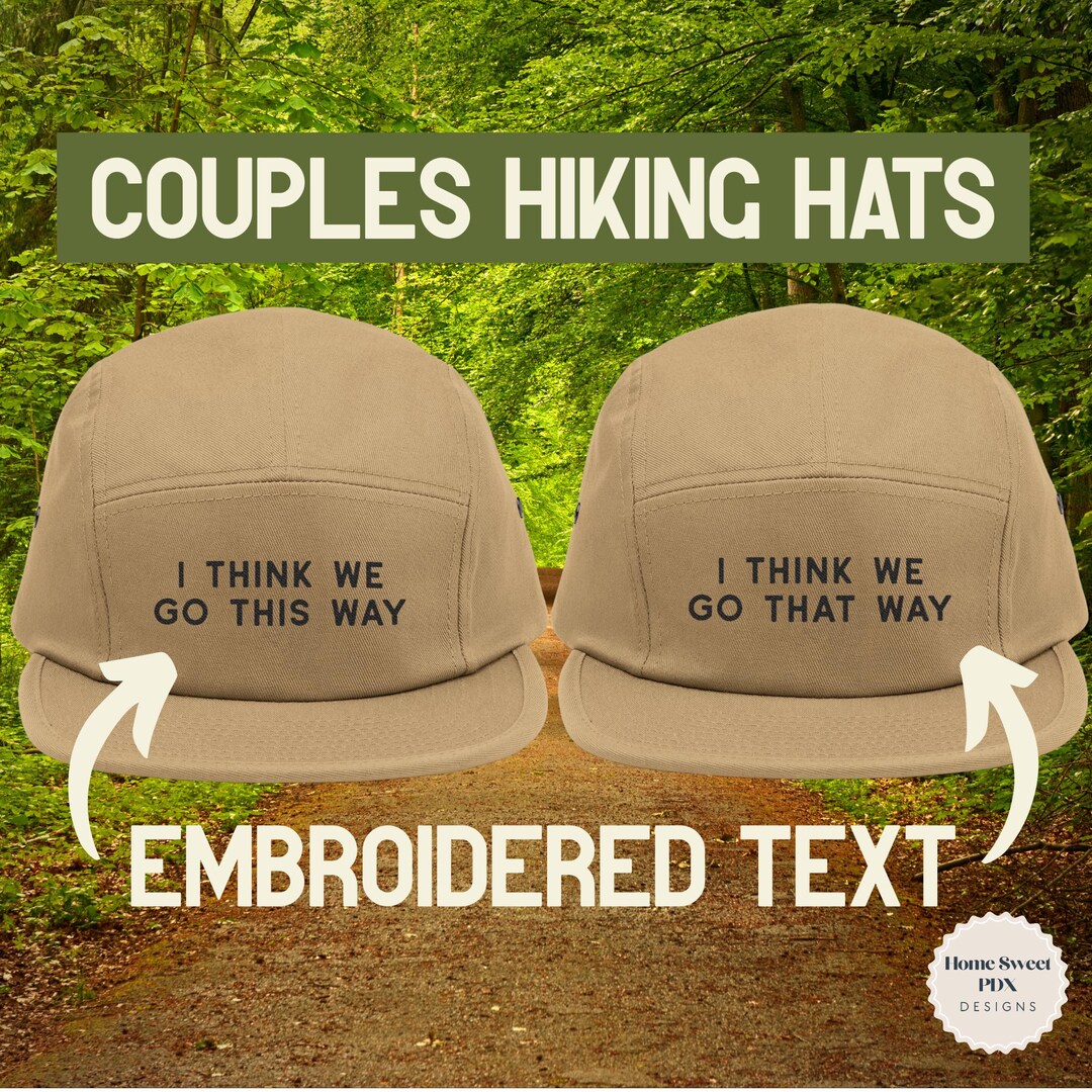 Custom Embroidered Matching Couple Hats, Matching Hiking 5 Panel Hat ...
