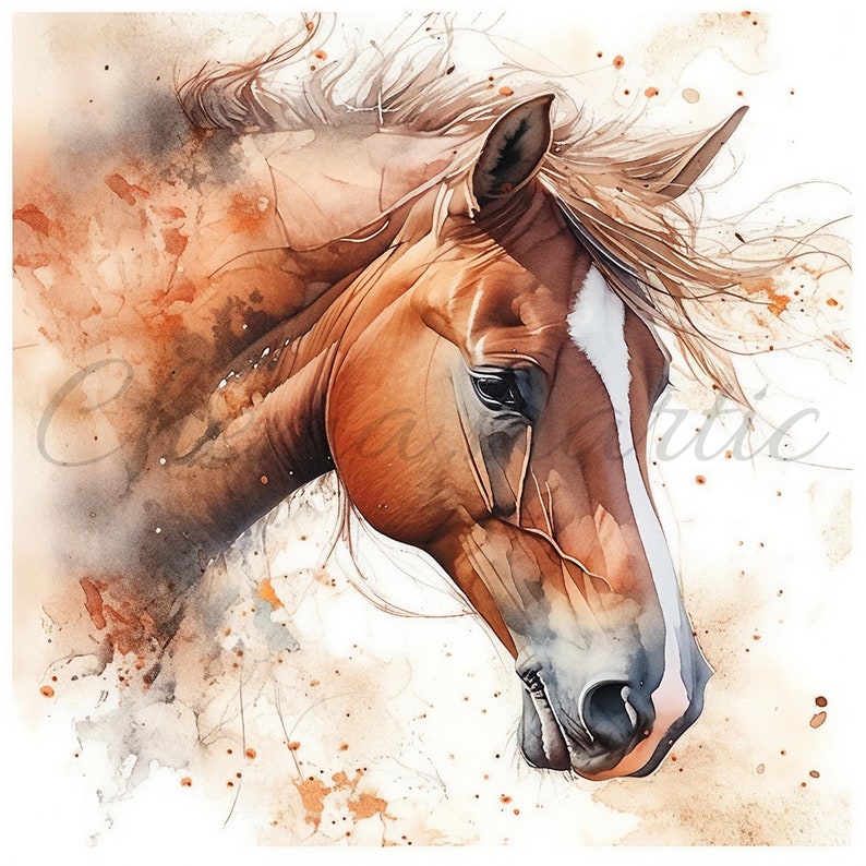 Pack 10 Artistic Paintings Horses Images, Clipart, Digital Download, 10 ...