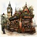 Pack 10 Fictional London Cafes Images, Clipart, Watercolor, Digital ...
