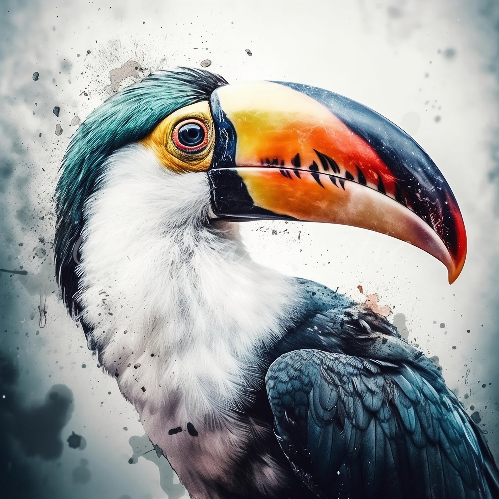 Pack 10 Colorful Toucans Paintings Images, Clipart, Digital Download ...