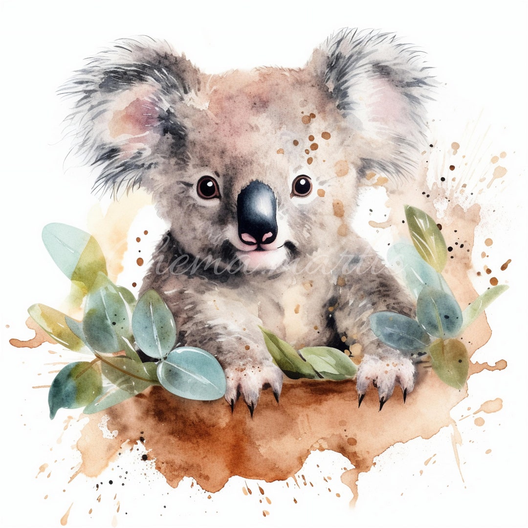 Pack 10 Koala Watercolor Paintings Images, Clipart, Digital Download ...
