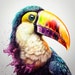 Pack 10 Colorful Toucans Paintings Images, Clipart, Digital Download ...