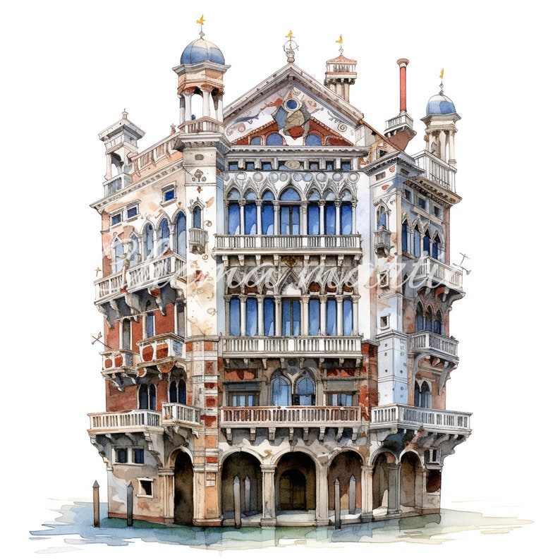 Pack 10 Venice Buildings Paintings Images, Clipart, Digital Download ...