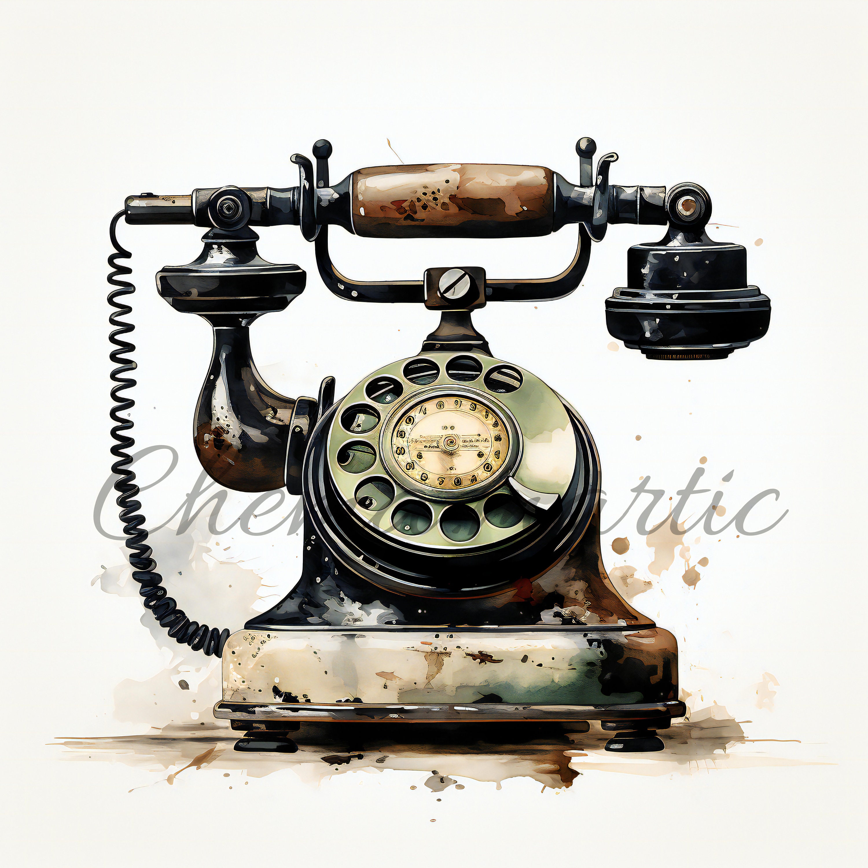 10 Old Telephone Images, Clipart, Digital Download, 10 JPG High Quality ...