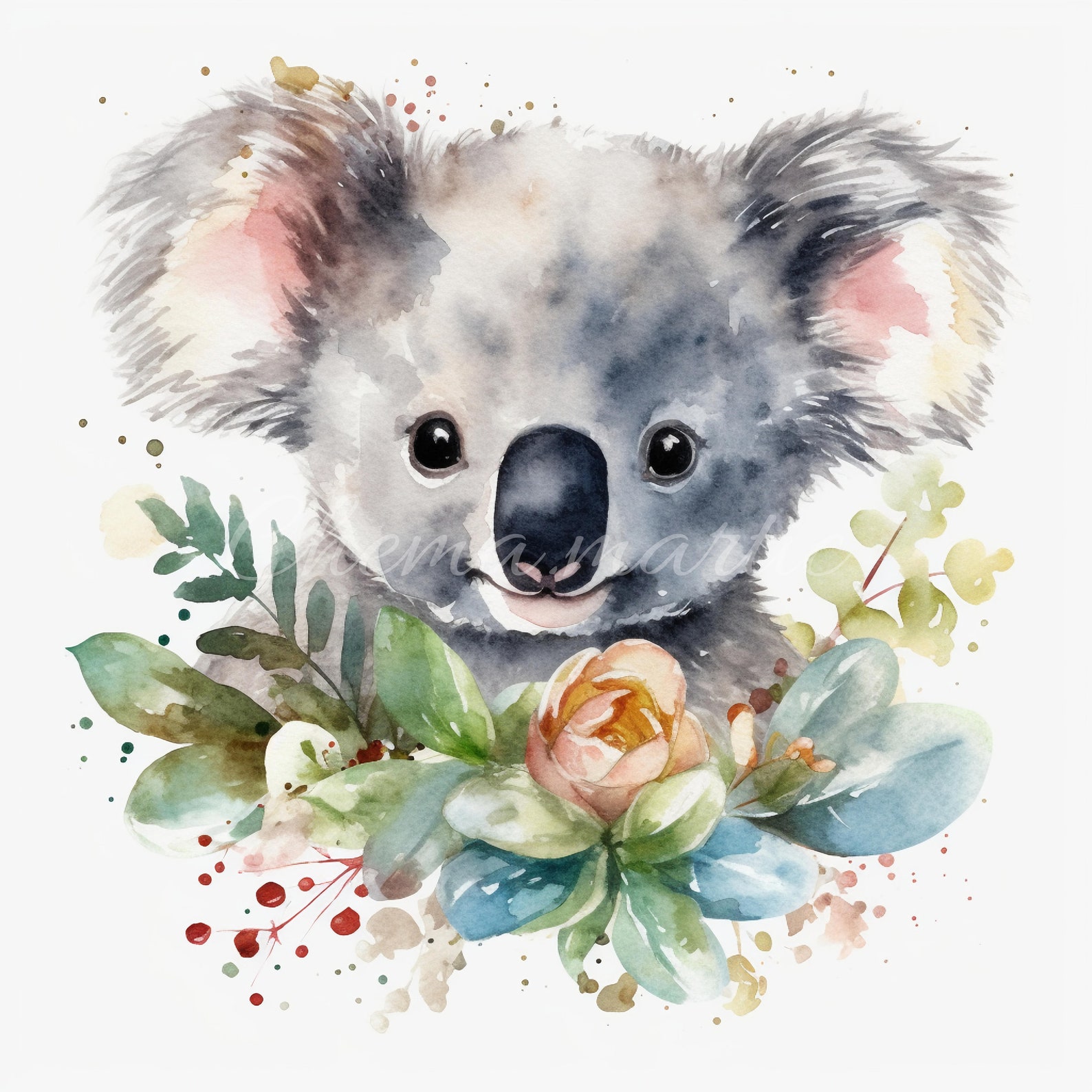 Pack 10 Koala Watercolor Paintings Images, Clipart, Digital Download ...