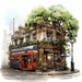 Pack 10 Fictional London Cafes Images, Clipart, Watercolor, Digital ...