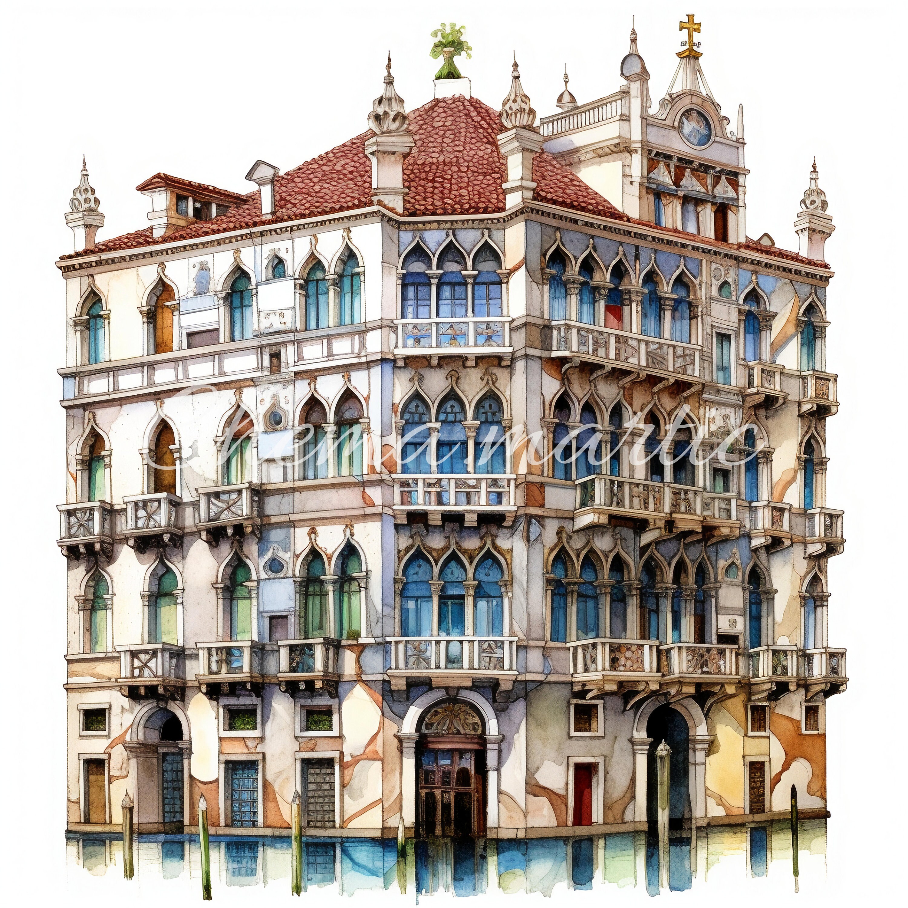 Pack 10 Venice Buildings Paintings Images Clipart Digital - Etsy