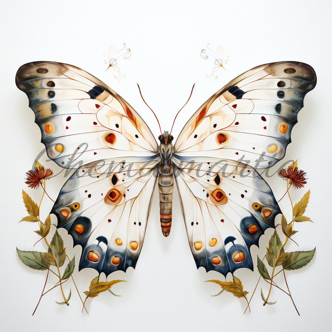 10 Butterfly Images With Leaves, Clipart, Digital Download, 10 JPG High ...