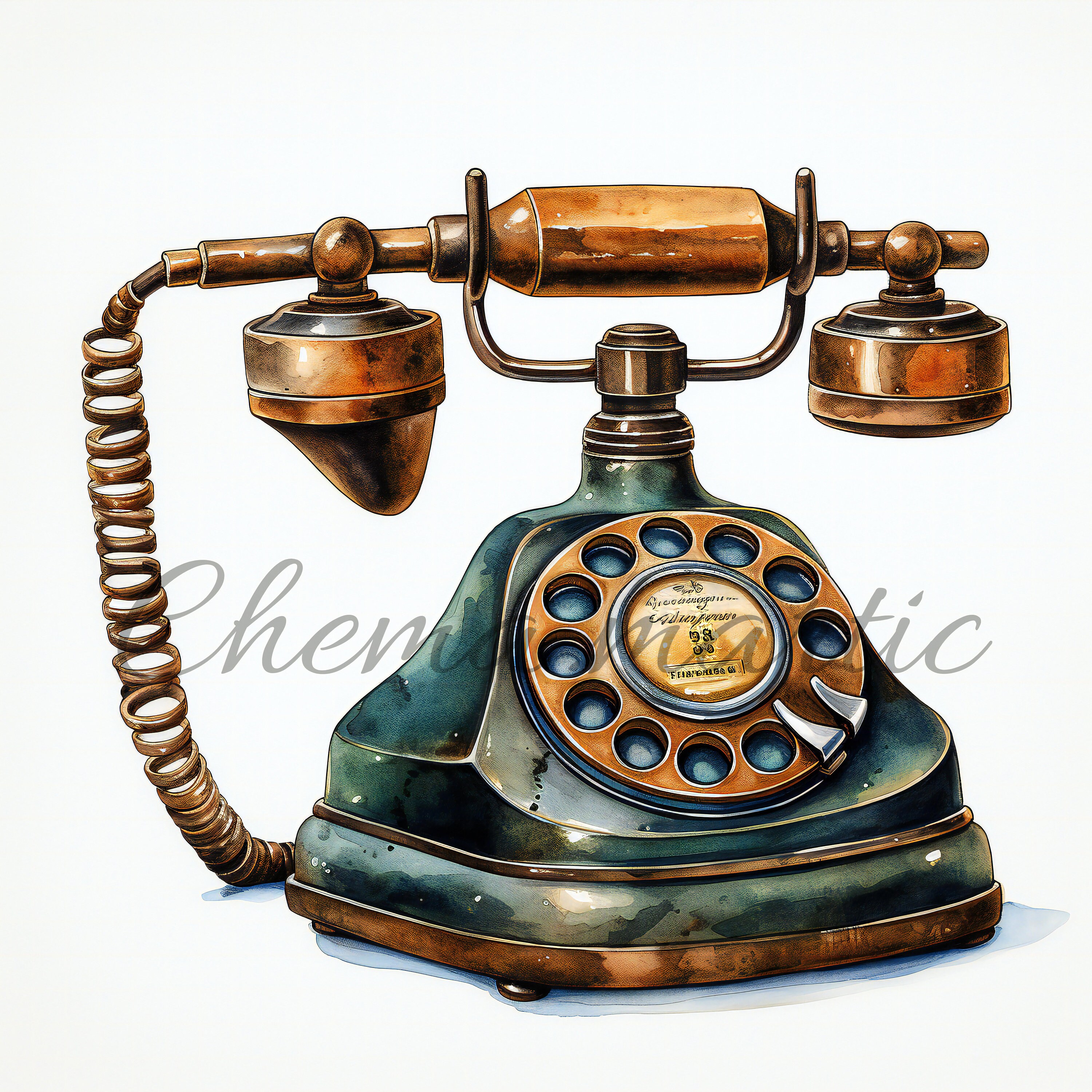 10 Old Telephone Images, Clipart, Digital Download, 10 JPG High Quality ...
