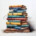 Pack 10 Stacked Books Artistic Painting Images, Clipart, Digital ...