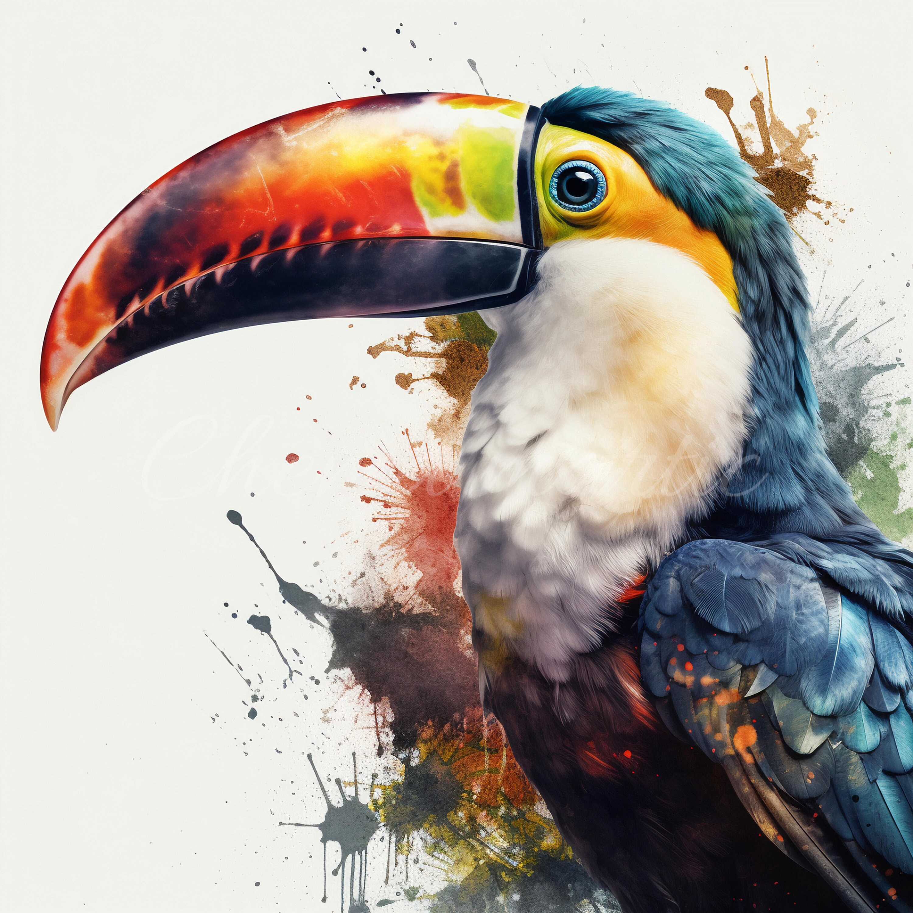 Pack 10 Colorful Toucans Paintings Images, Clipart, Digital Download ...