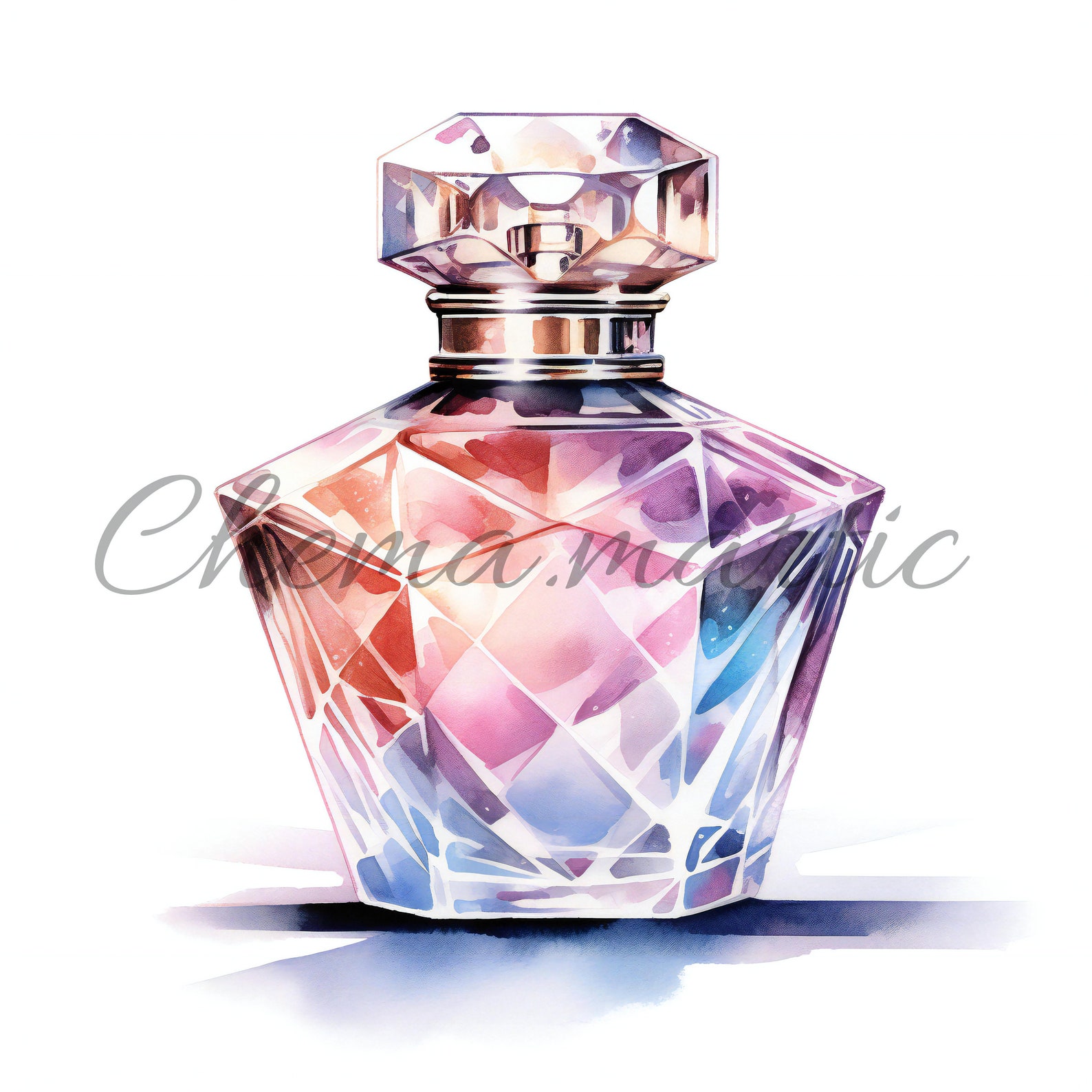 Pack 10 Perfume Bottle Watercolor Painting Images, Clipart, Digital ...