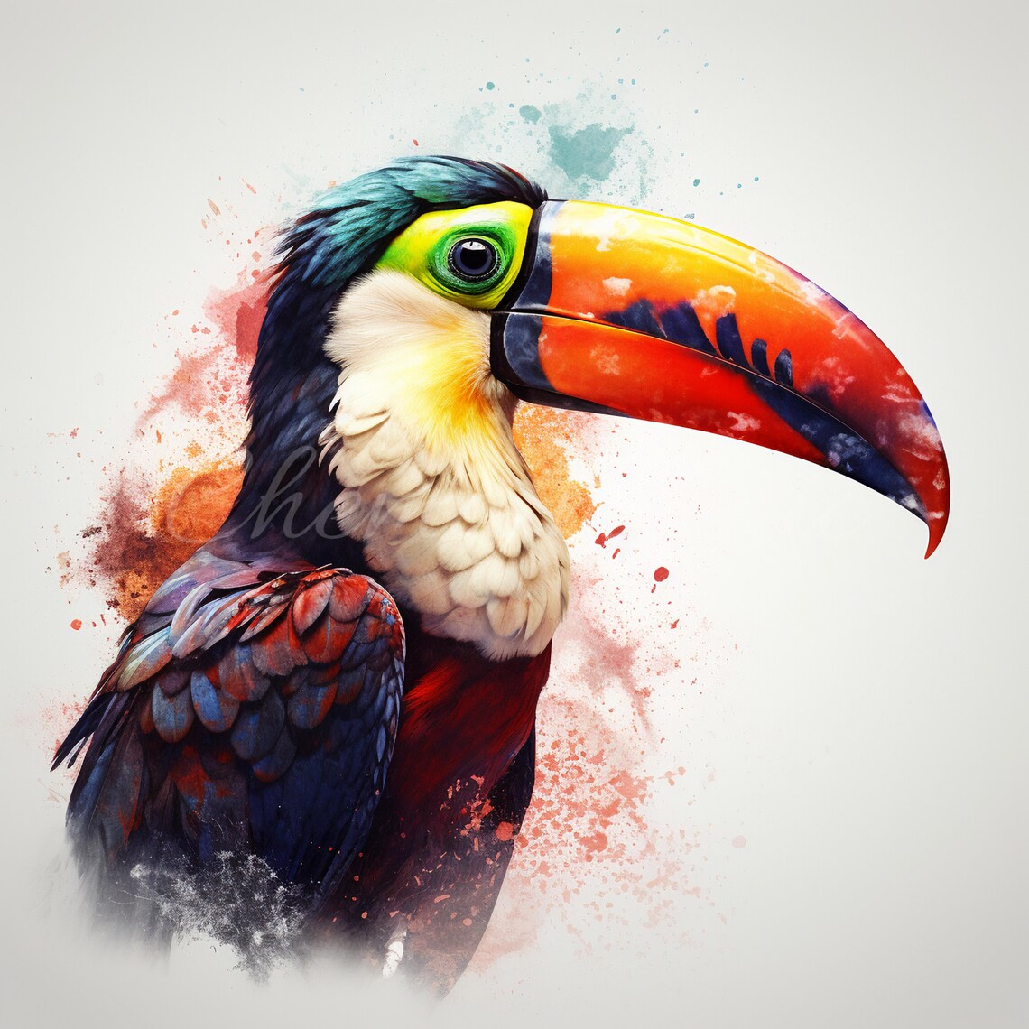 Pack 10 Colorful Toucans Paintings Images, Clipart, Digital Download ...