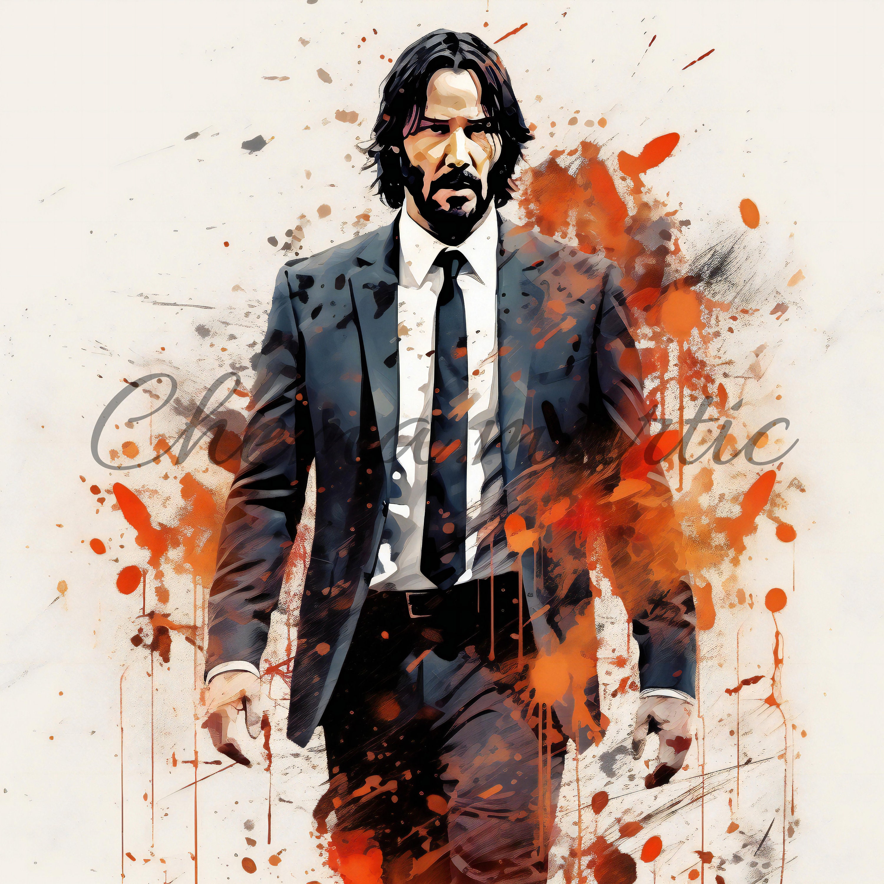 Pack of 10 Images Keanu Reeves in John Wick Paintings, Clipart, Digital ...