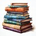 Pack 10 Stacked Books Artistic Painting Images, Clipart, Digital ...