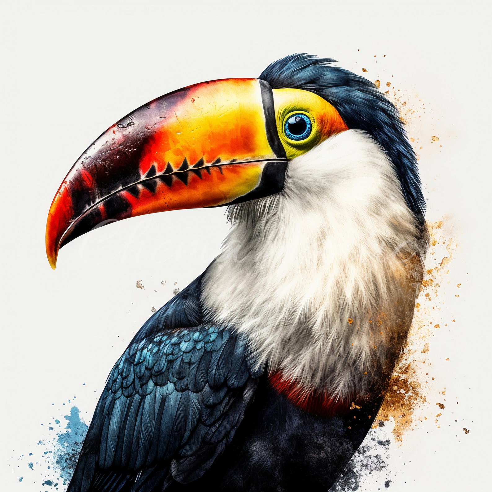 Pack 10 Colorful Toucans Paintings Images, Clipart, Digital Download ...