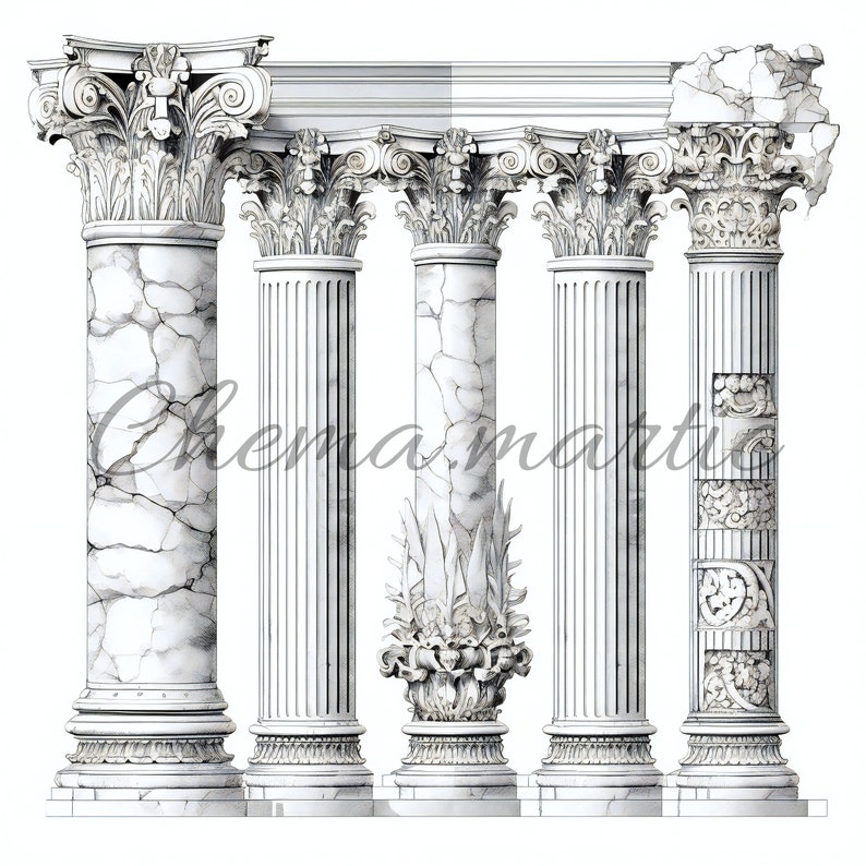 Ancient Columns Images, Clipart, Digital Download, 10 JPG High Quality ...