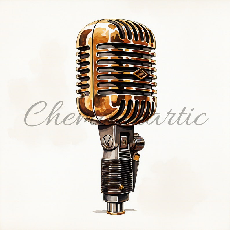 Vintage Microphone Images, Clipart, Digital Download, 10 JPG High ...