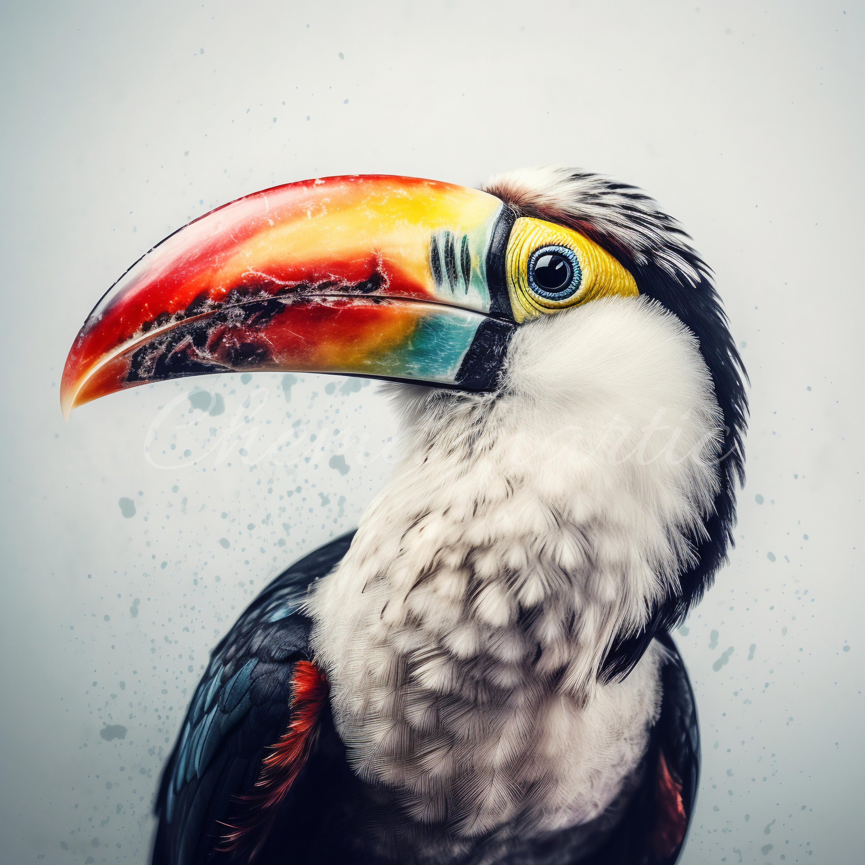 Pack 10 Colorful Toucans Paintings Images, Clipart, Digital Download ...