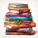 Pack 10 Stacked Books Artistic Painting Images, Clipart, Digital ...