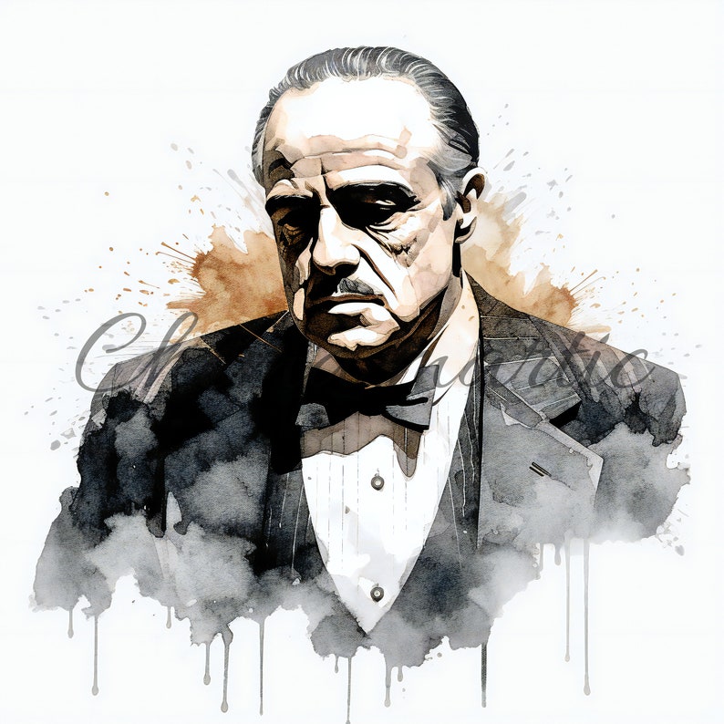 10 Images of Vito Corleone Watercolor Paintings the Godfather, Clipart ...