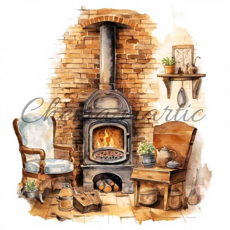 Fireplace Poster - Etsy