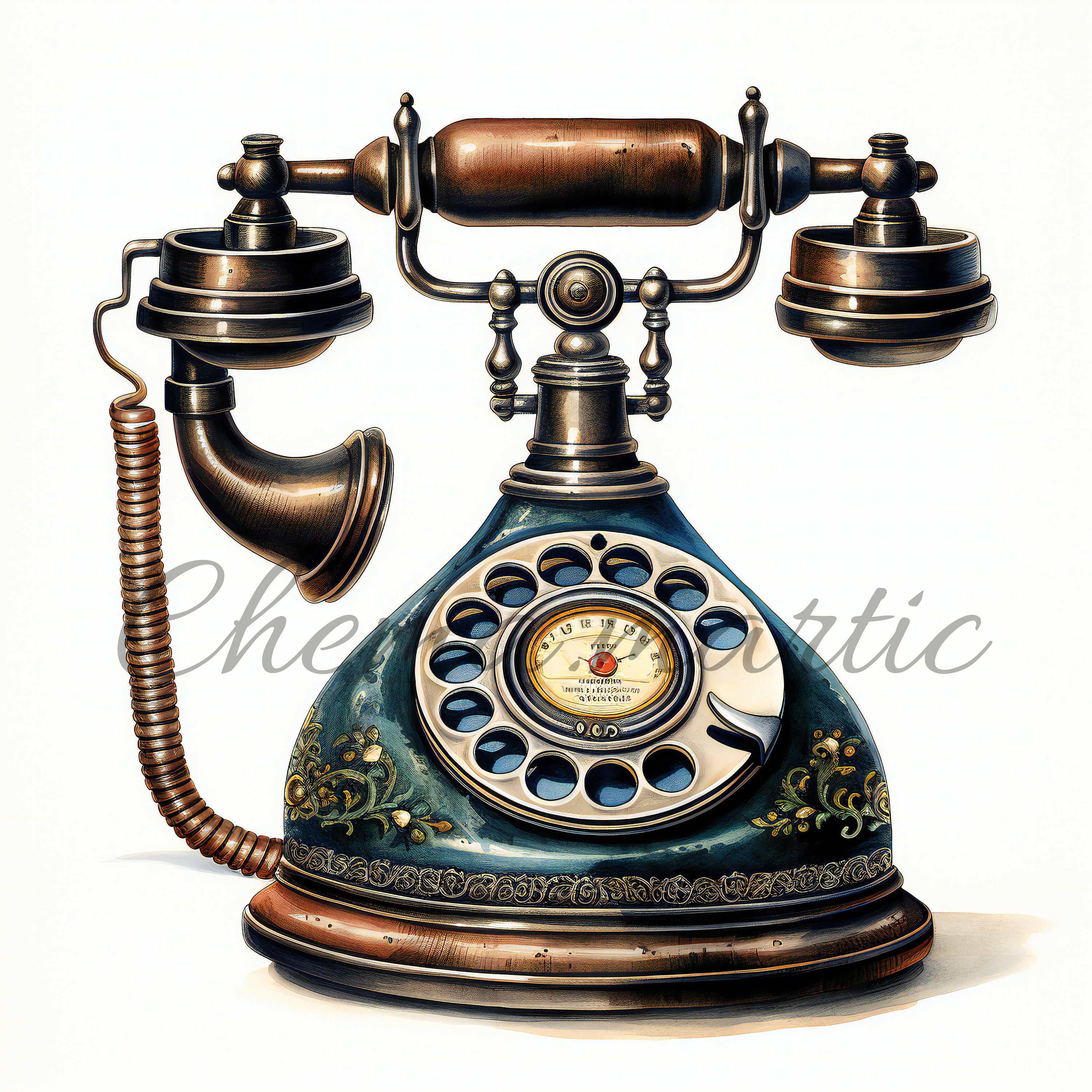 10 Old Telephone Images, Clipart, Digital Download, 10 JPG High Quality ...