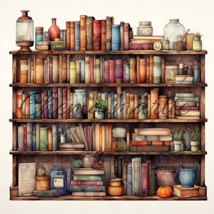Pack 10 Bookcase Artistic Painting Images, Clipart, Digital Download ...
