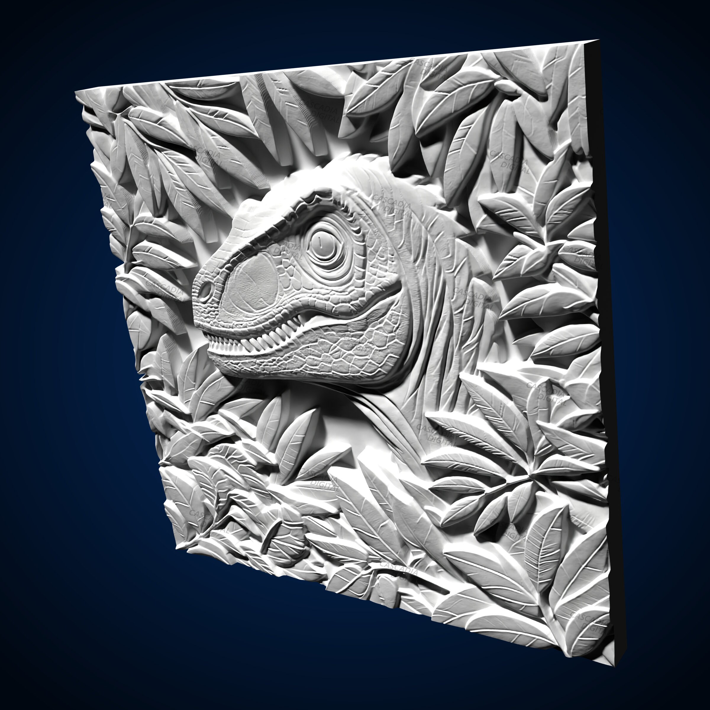 Raptor in Leaves 3D STL File for CNC Router, 3D Print, Casting, Wood ...