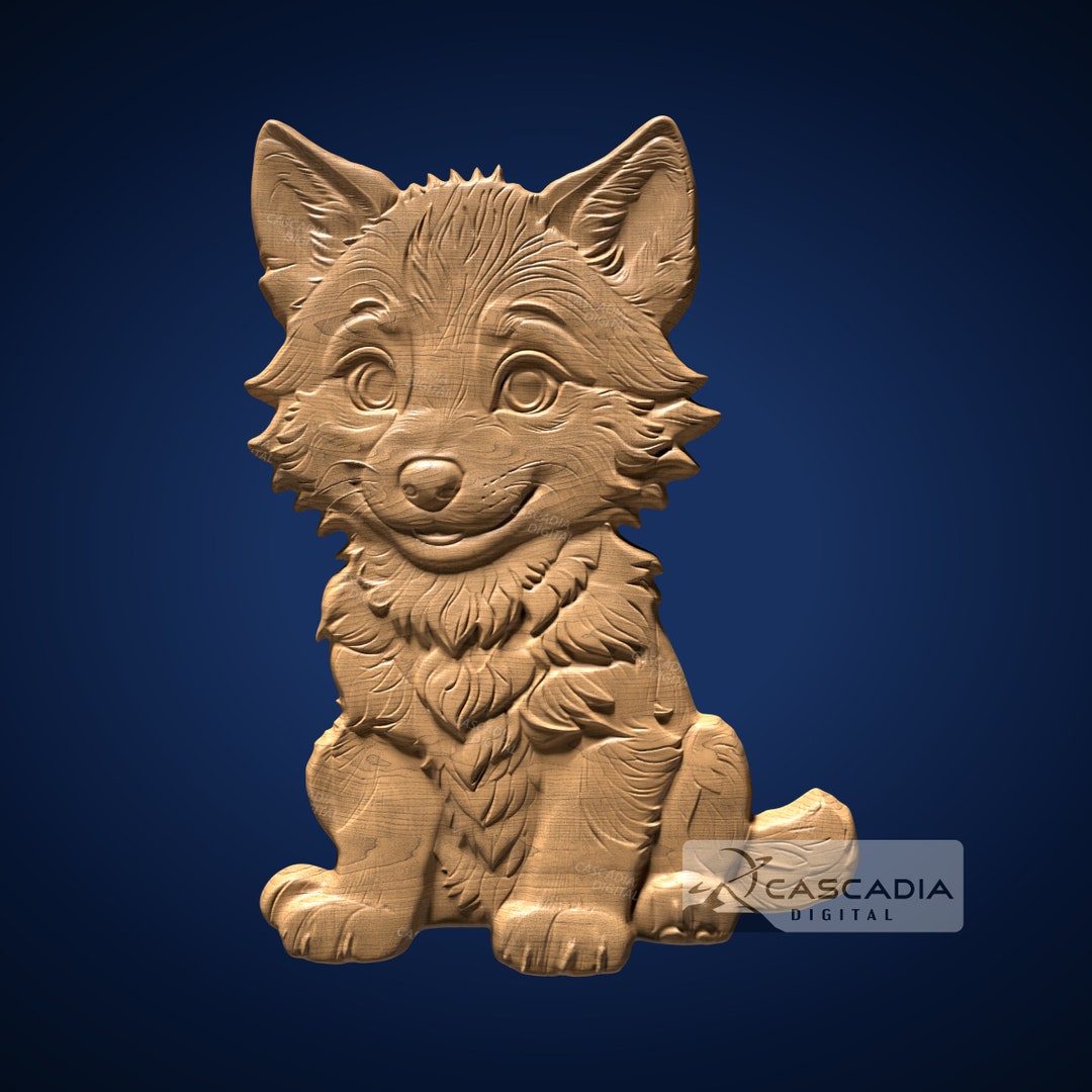 Cute Wolf Cub Dog Puppy - STL Model for CNC Router and 3D Printing - Etsy