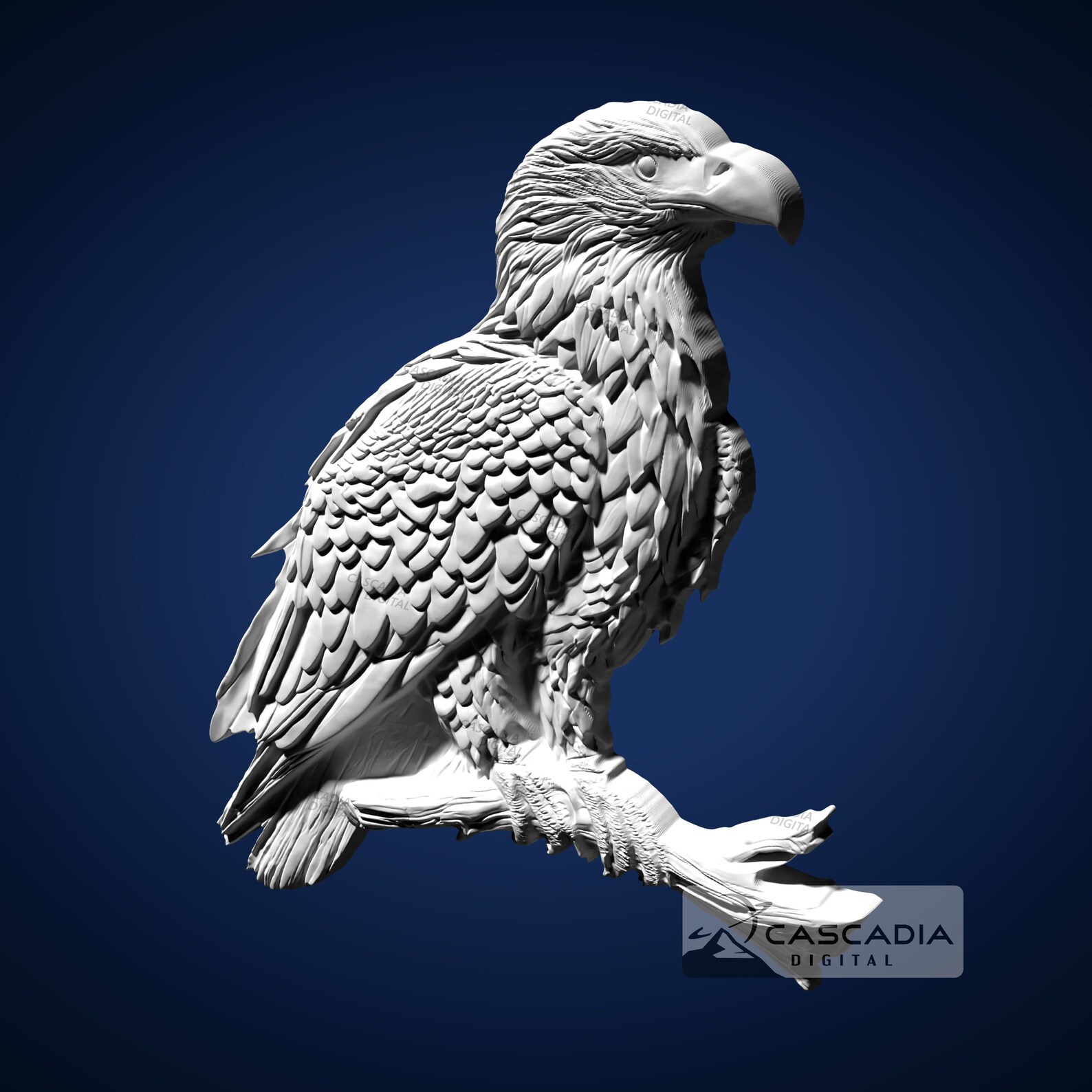 Bald Eagle Perched - 3D STL Model for CNC/3D Printing - Animal Wildlife ...