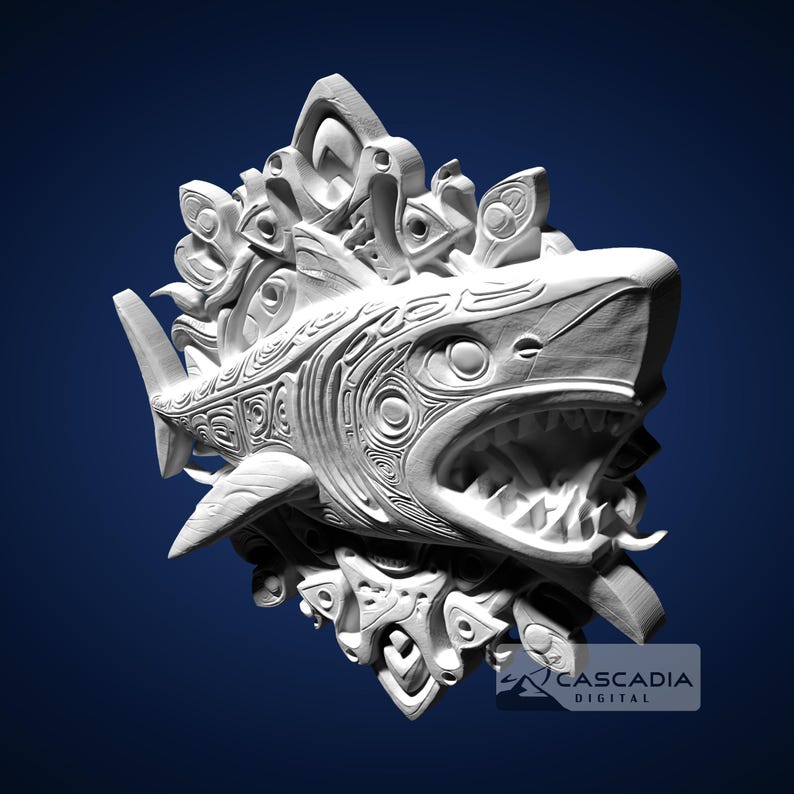 Shark Native Inuit 3D STL File for CNC Router, 3D Print, Casting, Wood ...