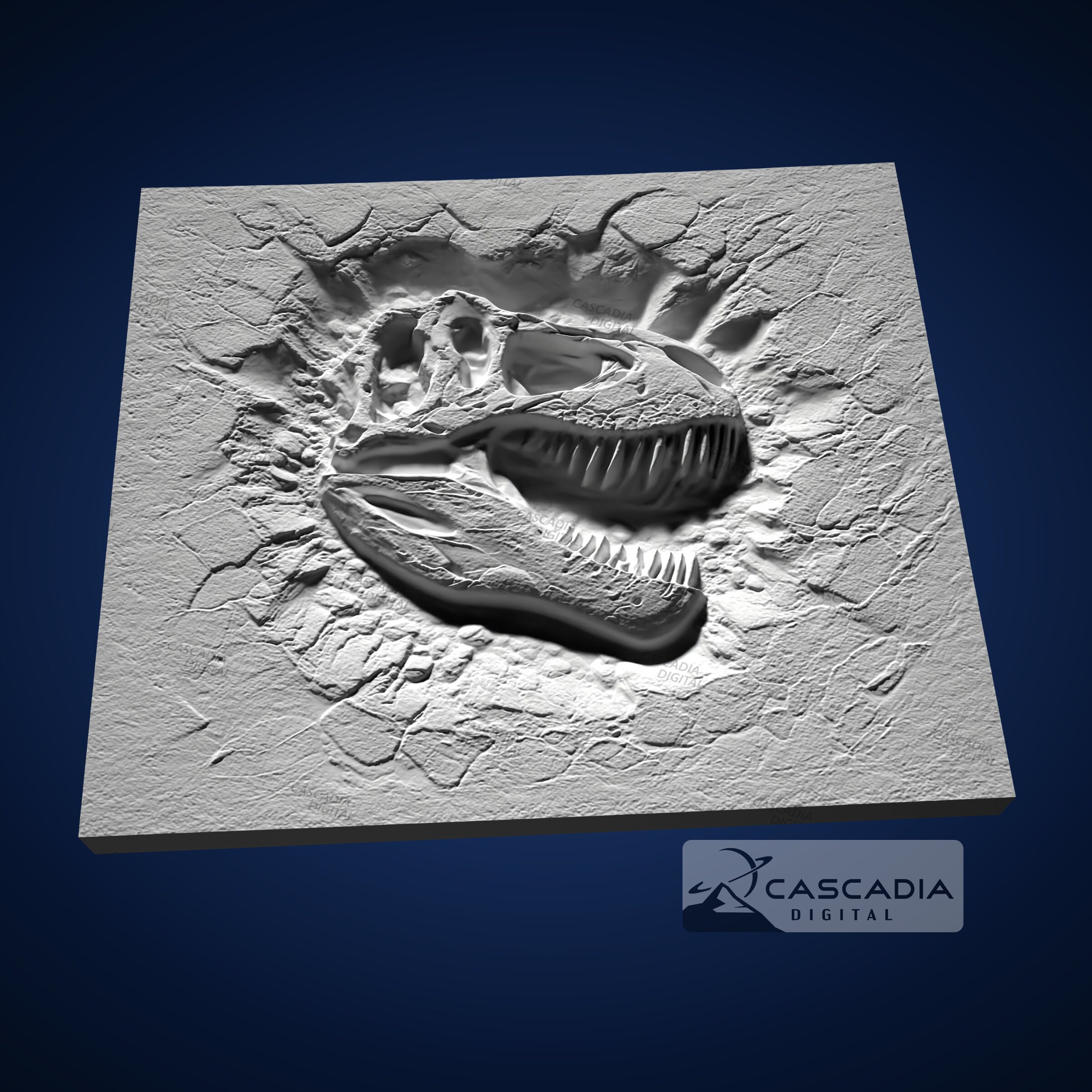 Trex Fossil Skull in Rock - STL Model for CNC Router and 3D Printing - Etsy