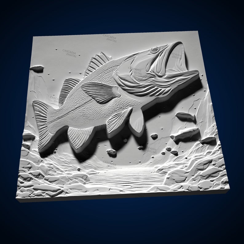 Large Mouth Bass 3D STL File for CNC Router, 3D Print, Casting, Wood ...