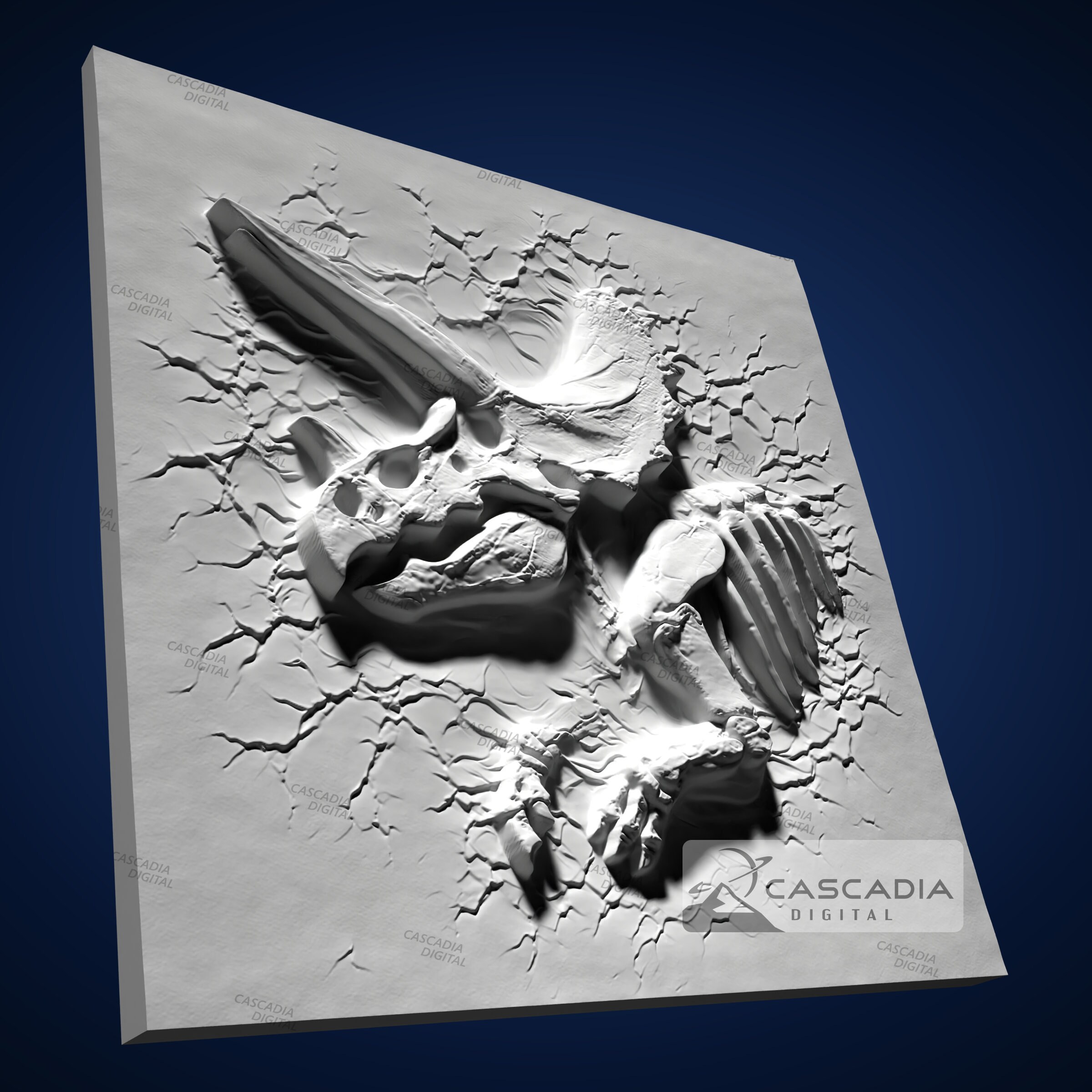 Triceratops Fossil Upper Body - STL Model for CNC Router and 3D ...