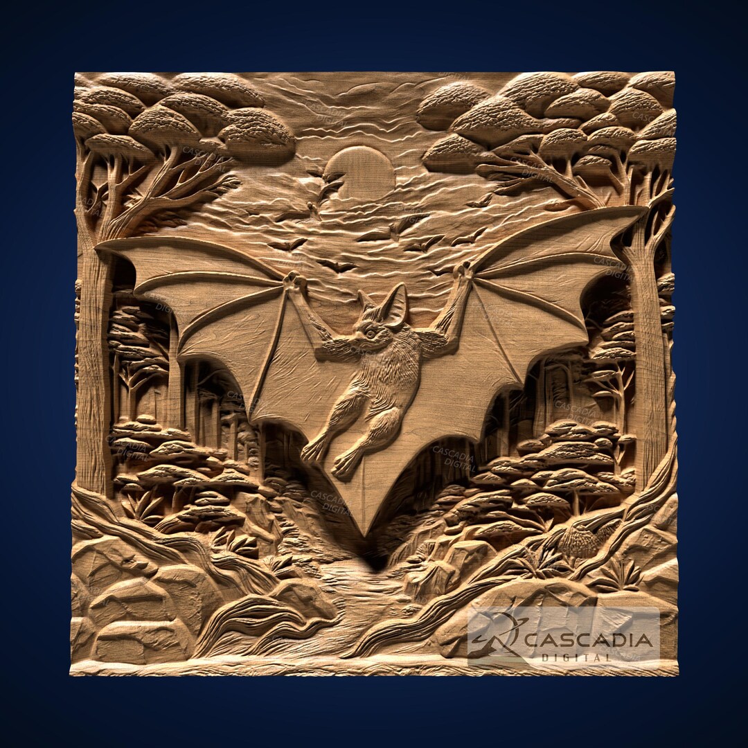 Bat Moon - STL Model for CNC Router and 3D Printing - Etsy