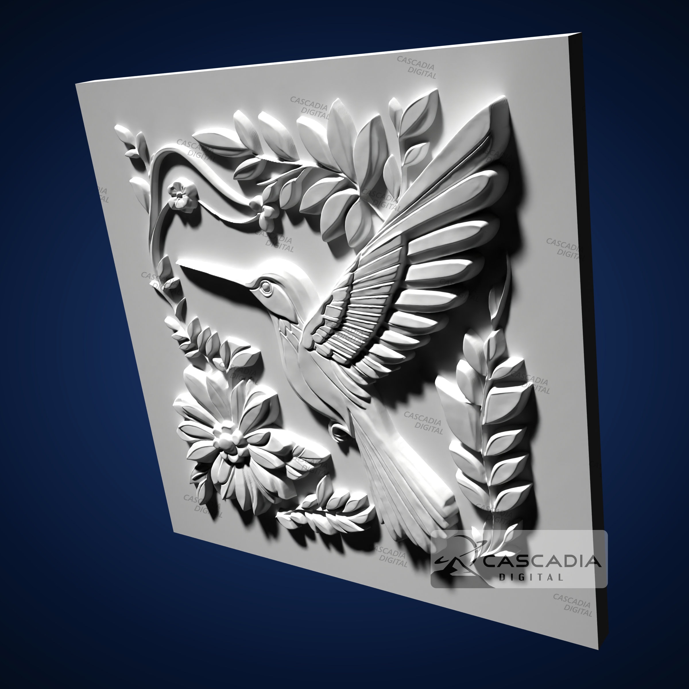 Hummingbird Flowers 3D STL File for CNC Router, 3D Print, Casting, Wood ...