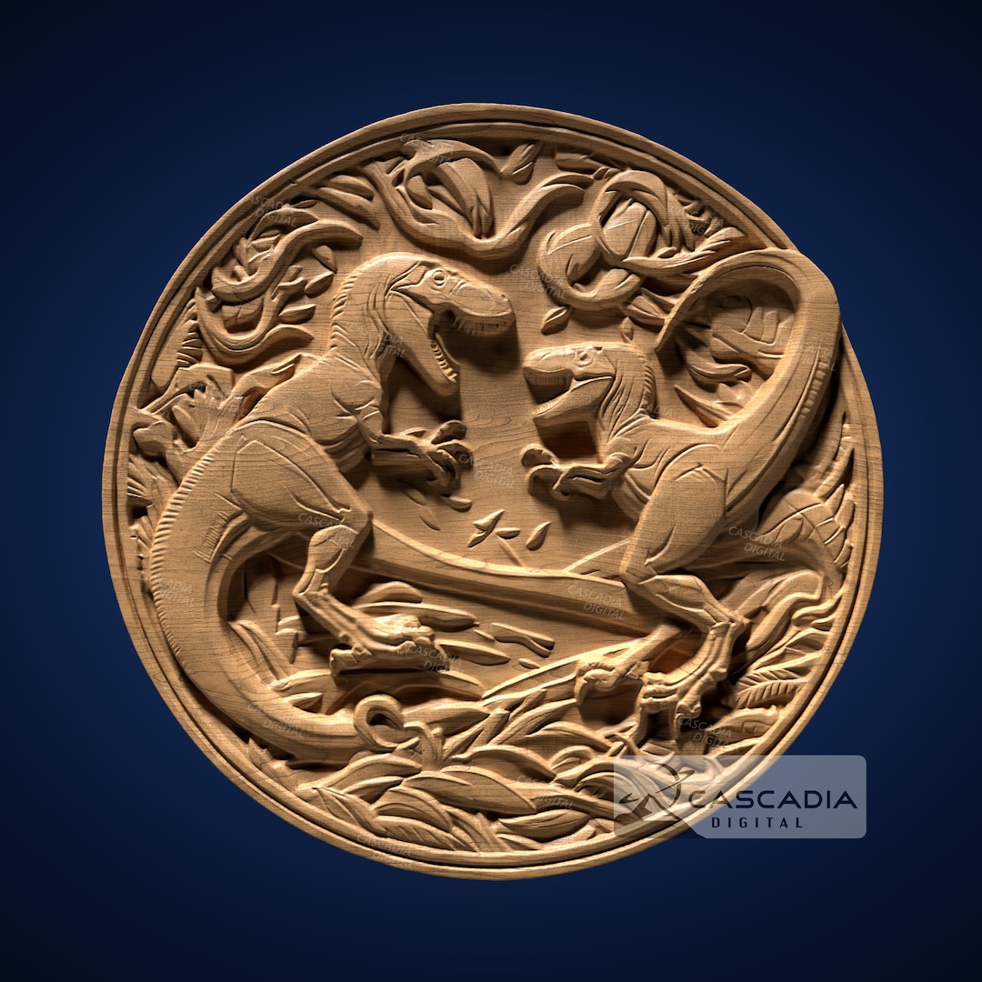 Raptor Battle Round 3D STL File for CNC Router, 3D Print, Casting, Wood ...