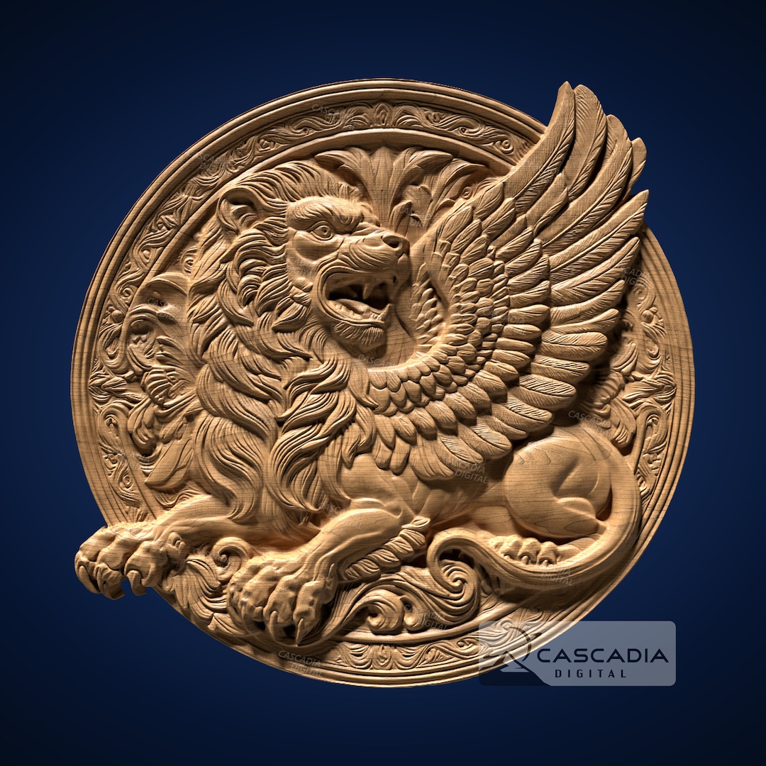 Griffin Round 3D STL File for CNC Router, 3D Print, Casting, Wood ...