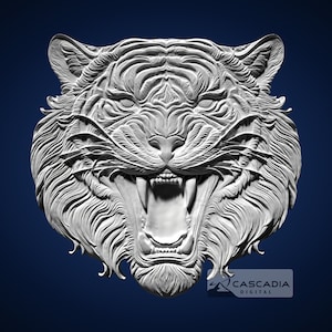 Tiger Head 3D STL File for CNC Router, 3D Print, Casting, Wood Carving ...
