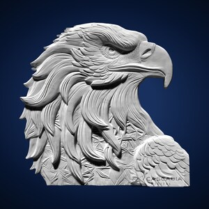 Bald Eagle Head 3D STL File for CNC Router, 3D Print, Casting, Wood ...