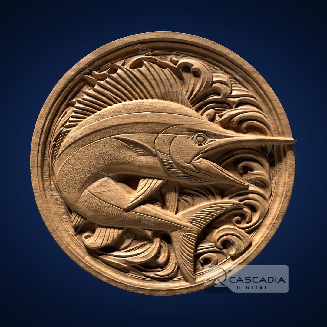 Marlin Round 3D STL File for CNC Router, 3D Print, Casting, Wood ...