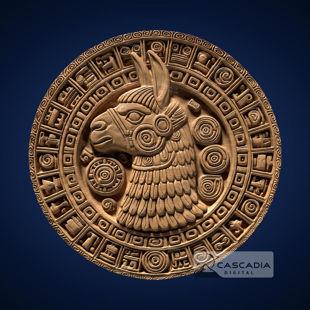 Llama Alpaca Round Aztec - STL Model for CNC Router and 3D Printing - Etsy