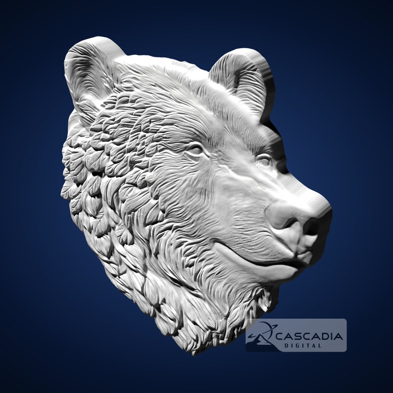 Bear Head 3D STL File for CNC Router, 3D Print, Casting, Wood Carving ...