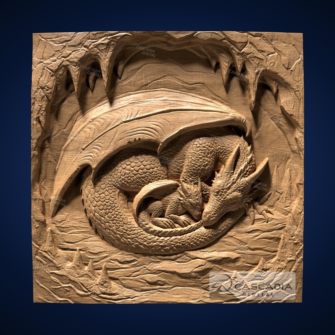 Dragon and Hatchling Sleeping - STL Model for CNC Router and 3D ...