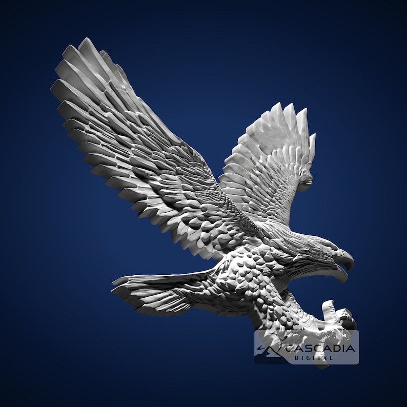 Bald Eagle in Flight 3D STL File for CNC Router, 3D Print, Casting ...