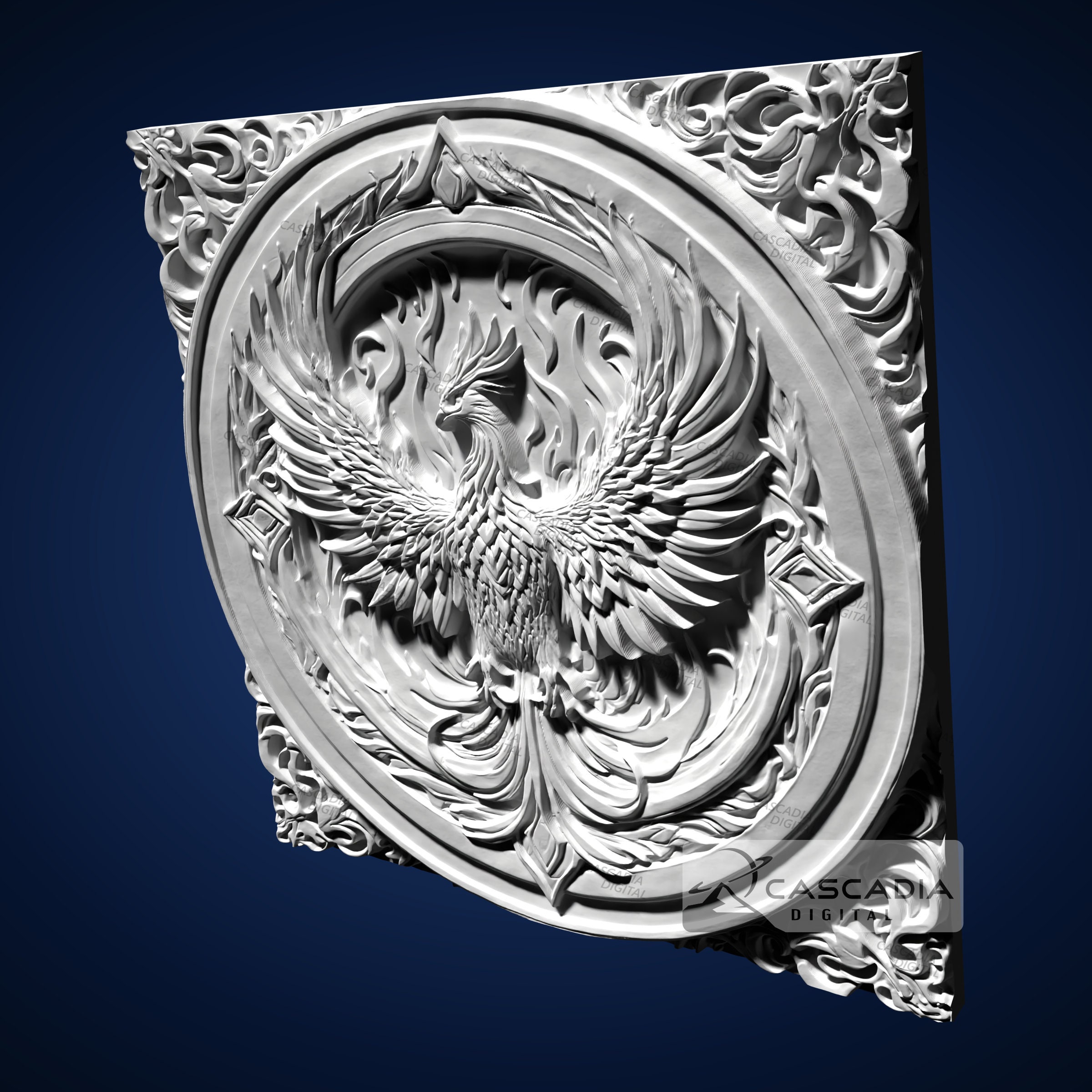 Phoenix Emblem 3D STL File for CNC Router, 3D Print, Casting, Wood ...