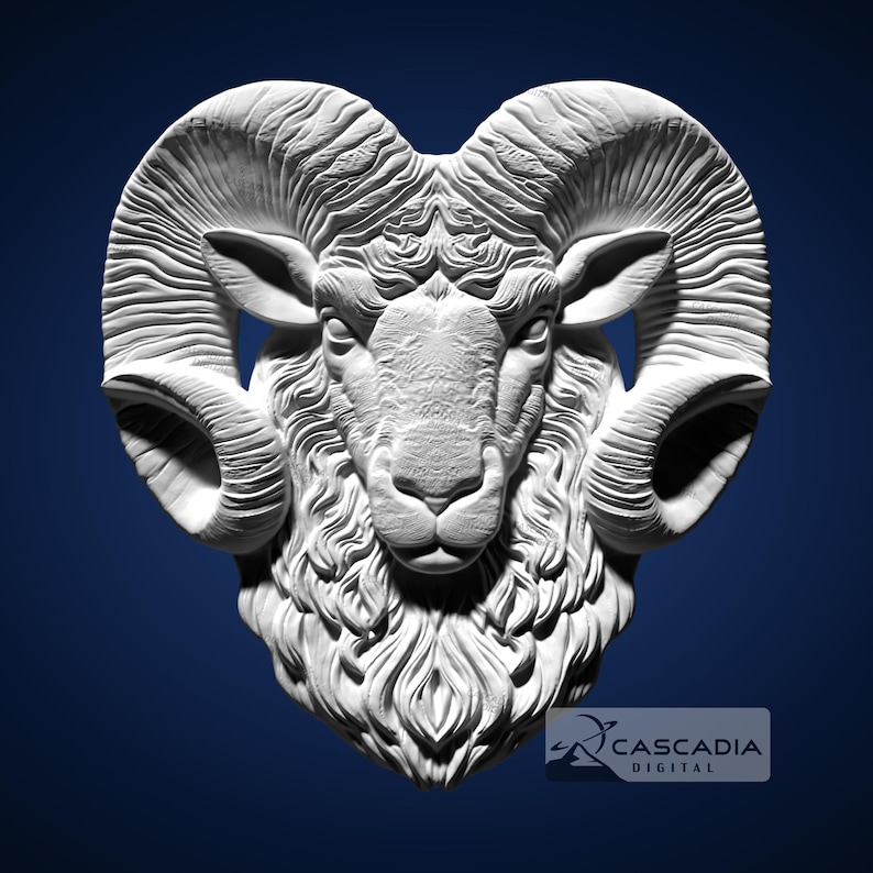 Ram Head - 3D STL Model for CNC/3D Printing - Animal Wildlife Sheep ...
