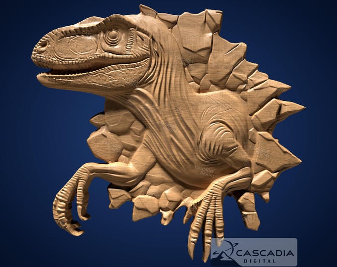 Raptor Breaking Through - STL Model for CNC Router and 3D Printing - Etsy