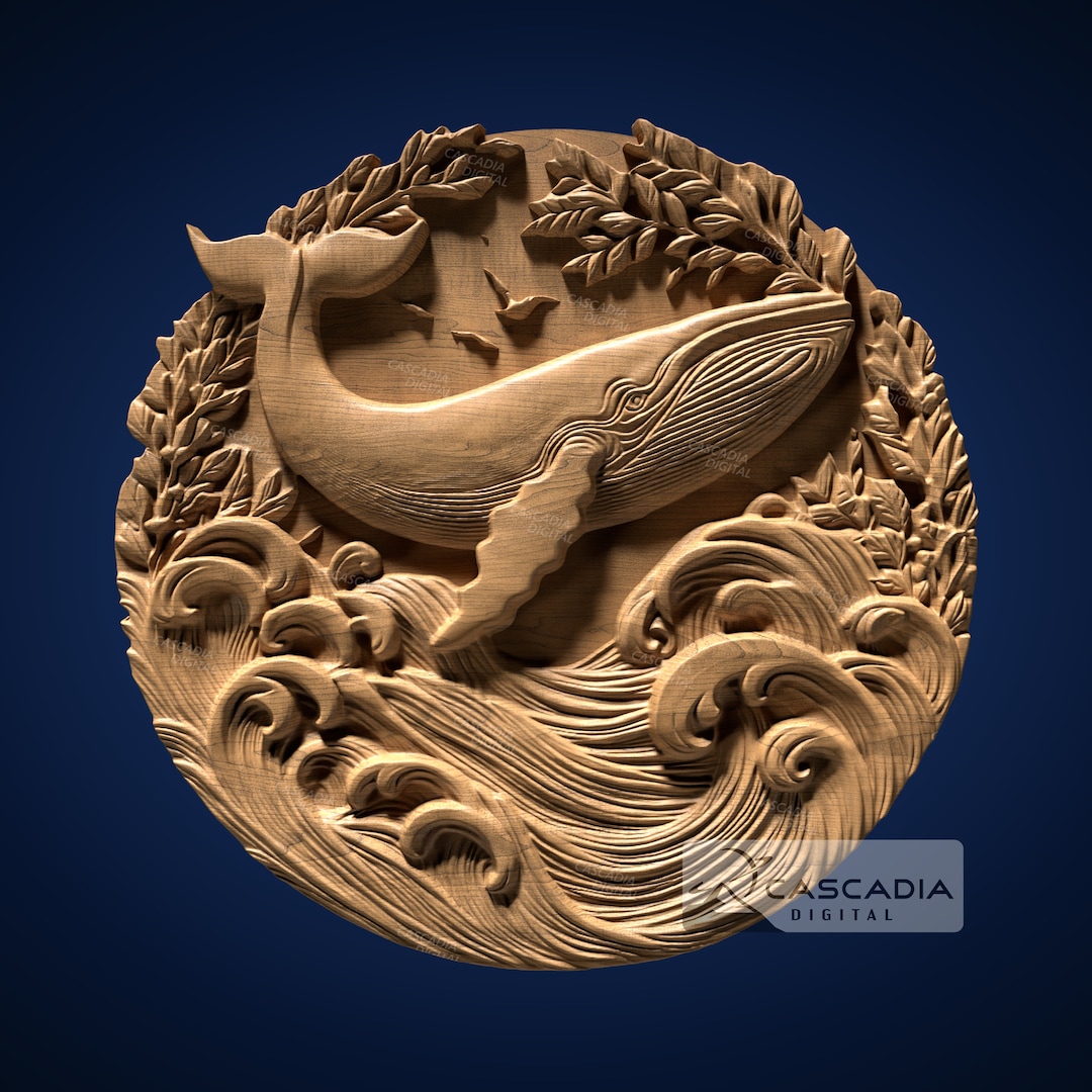 Whale Round - STL Model for CNC Router and 3D Printing - Etsy